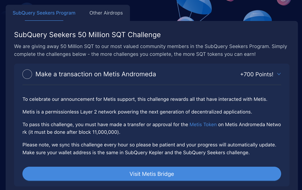 Subquery Blog Subquery Now Supports Metis With Fast Data Indexing